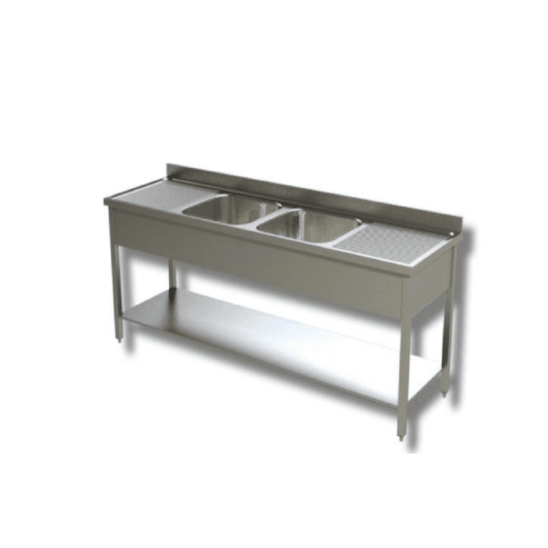 Double bowl sink unit. with drain board (2000*700)mm